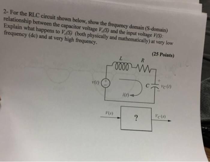 Solved For the RLC circuit shown below, show the frequency | Chegg.com