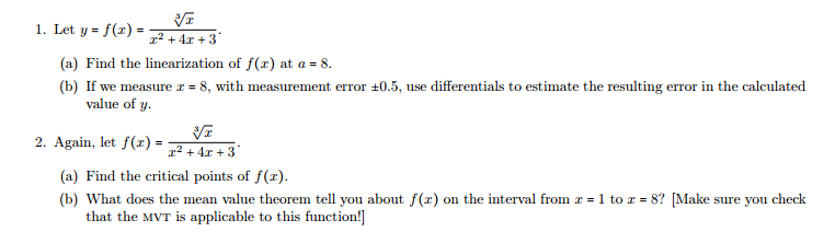 Solved 1. Let y=f(x)=3 root x/x^2+4x+3 (a) Find the | Chegg.com