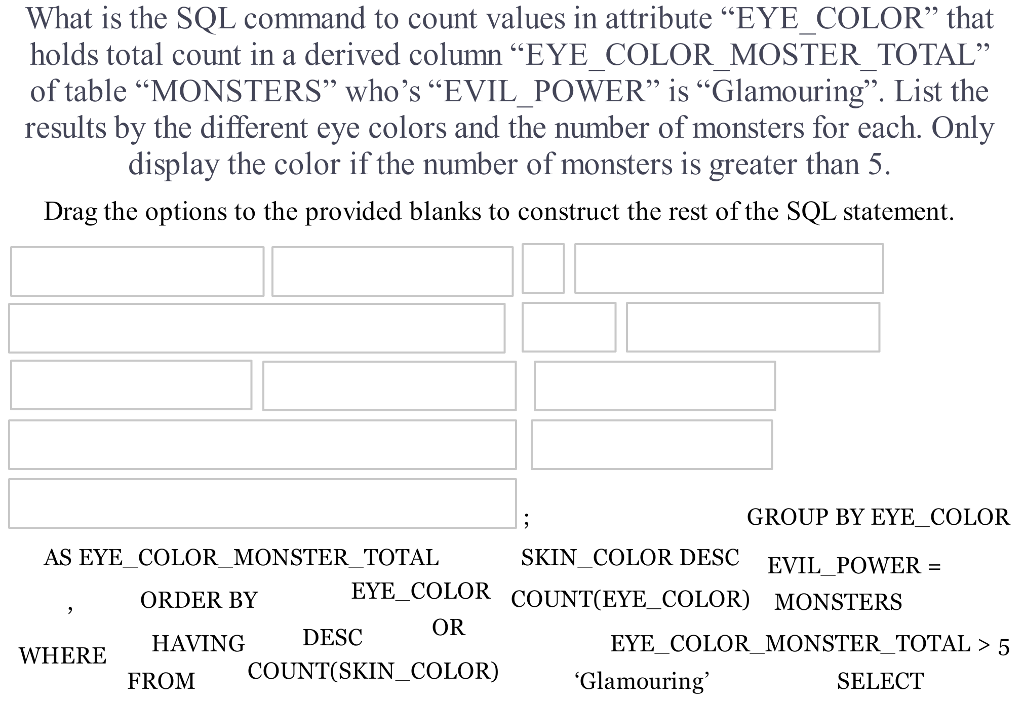 Solved What is the SQL command to count values in attribute | Chegg.com