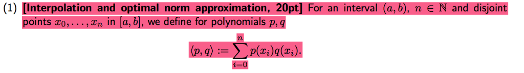 Solved (1) [Interpolation and optimal norm approximation, | Chegg.com