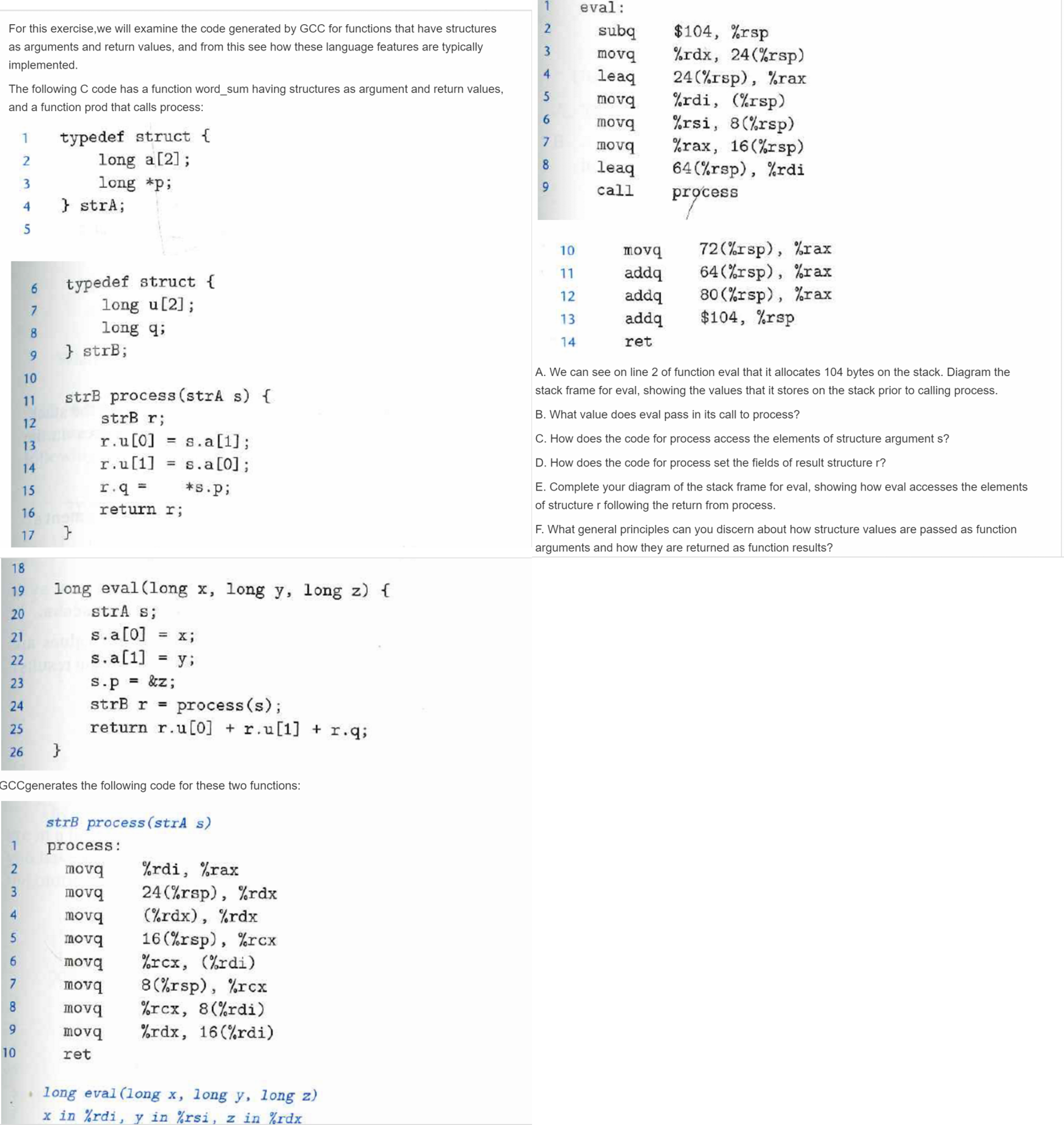 Solved Examine the code generated by GCC for functions that | Chegg.com