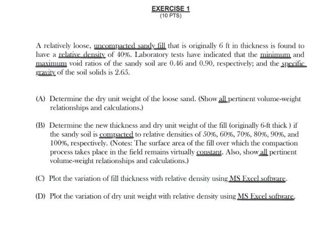 Solved A relatively loose, uncompacted sandy fill that is | Chegg.com
