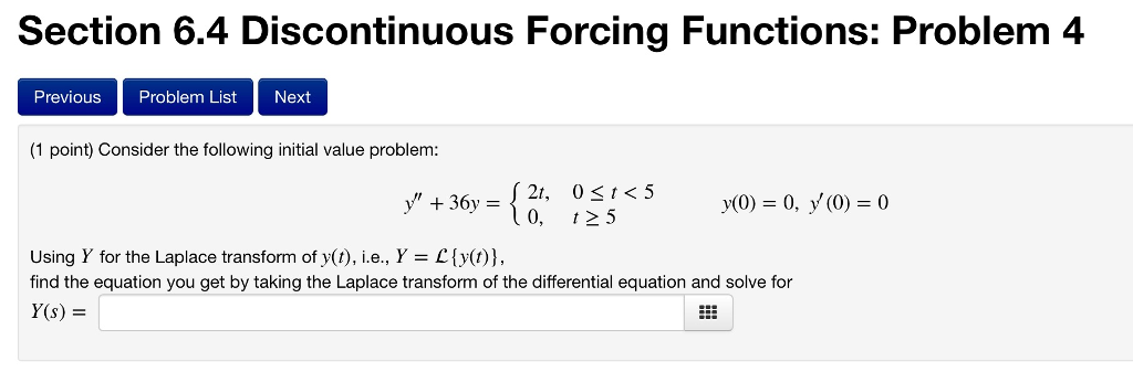 Solved Consider the following initial value problem: y" + | Chegg.com