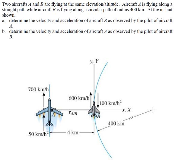 Solved Two aircrafts A and B are flying at the same | Chegg.com