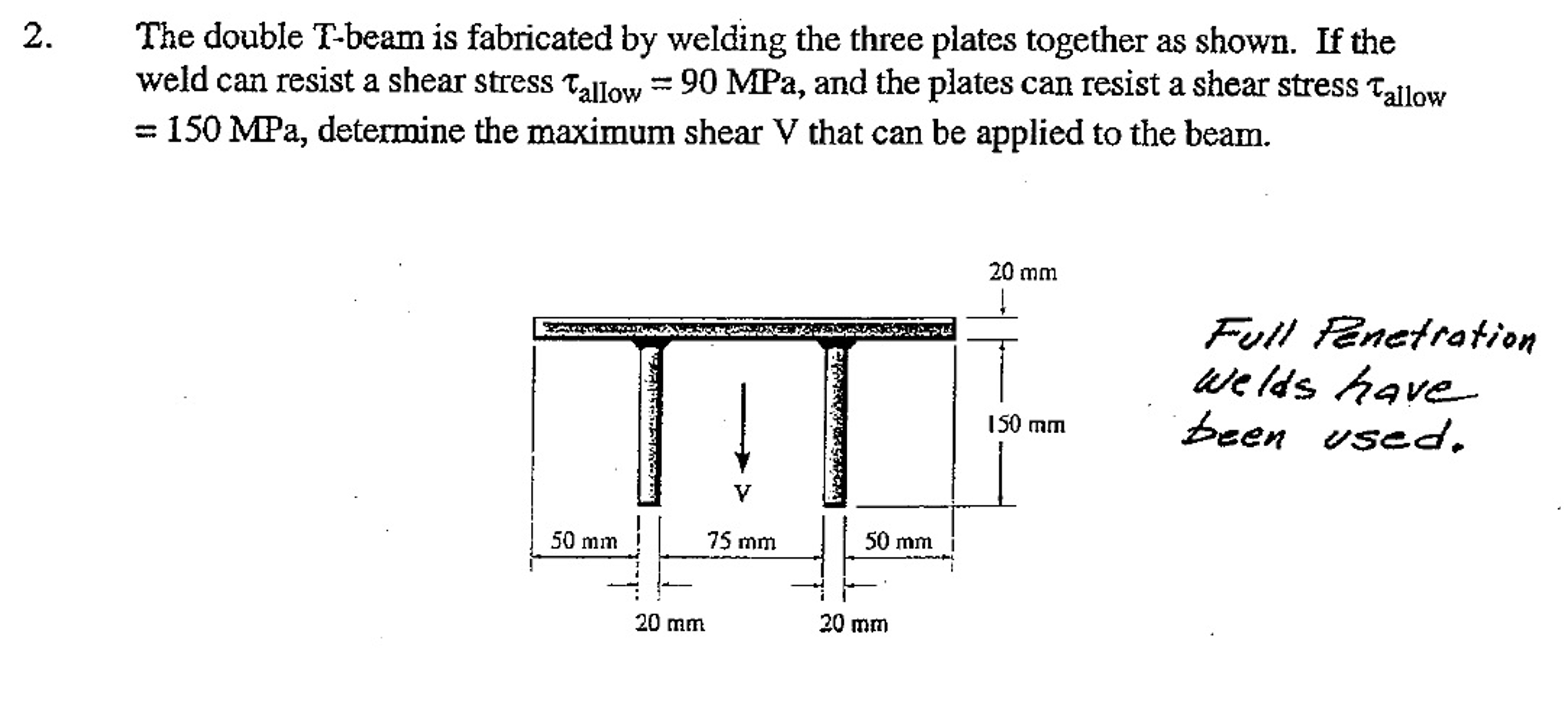 The double T-beam is fabricated by welding the three | Chegg.com