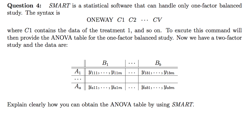 Solved Question 4: SMART is a statistical software that can | Chegg.com