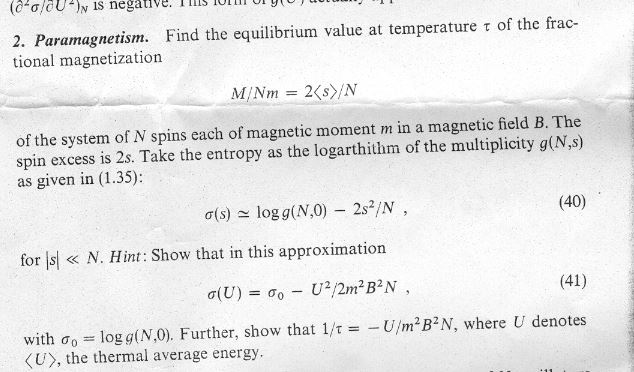 Solved Paramagnetism. Find the equilibrium value at | Chegg.com