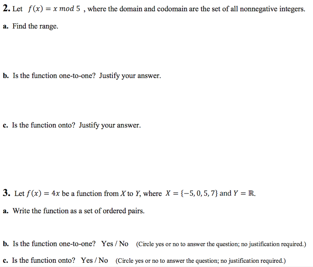 Solved Let f(x) = x mod 5 where the domain and codomain are | Chegg.com