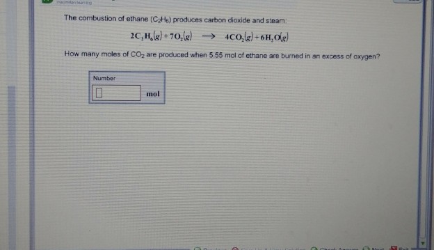 Solved The combustion of ethane (C H6) produces carbon | Chegg.com