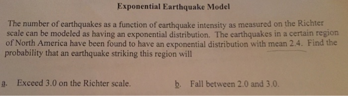 Solved The number of earthquakes as a function of earthquake | Chegg.com