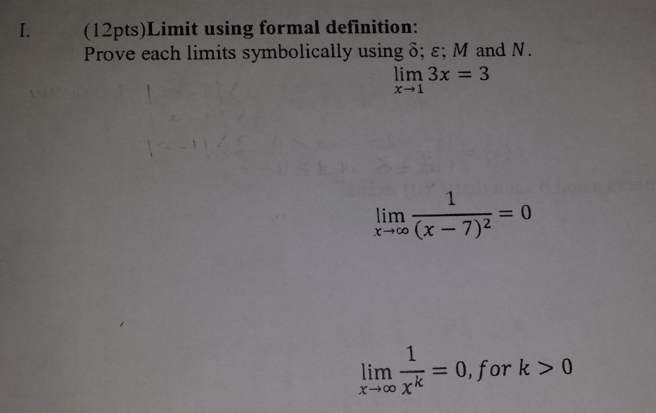 Solved Limit using formal definition: Prove each limits | Chegg.com