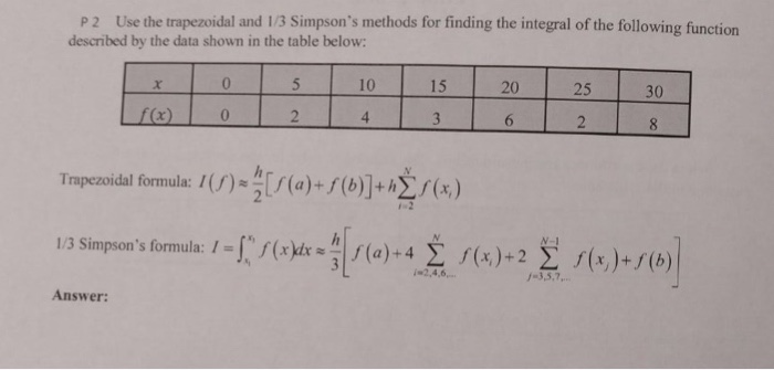 Solved Use the trapezoidal and 1/3 Simpson's methods for | Chegg.com