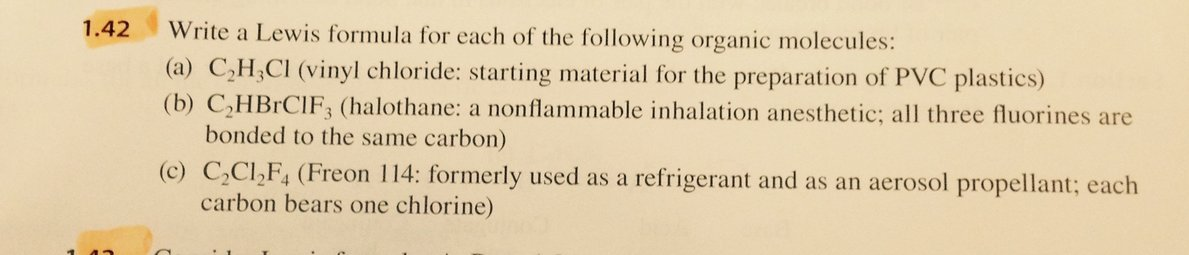 Solved 1.42 Write a Lewis formula for each of the following | Chegg.com