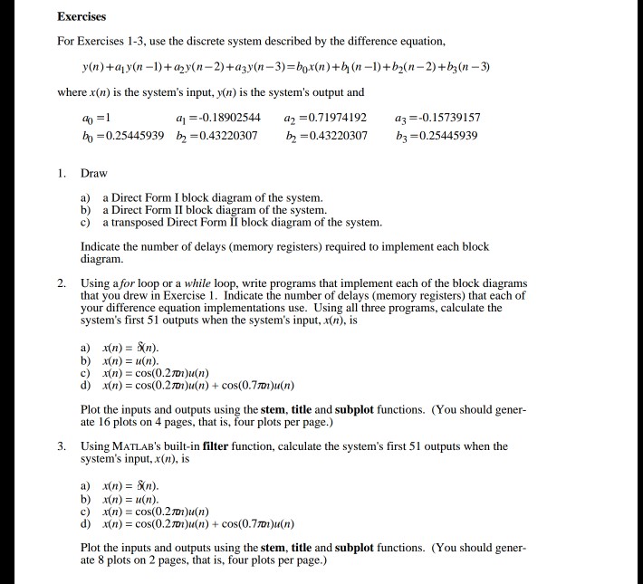 Solved Exercises For Exercises 1-3, use the discrete system | Chegg.com