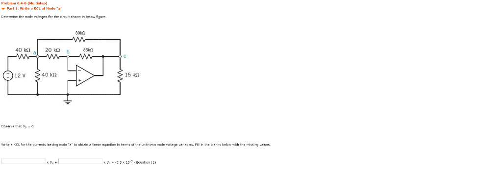 Solved Problem .4-6 (Multistep) Part 1: Write a KCL at Node | Chegg.com