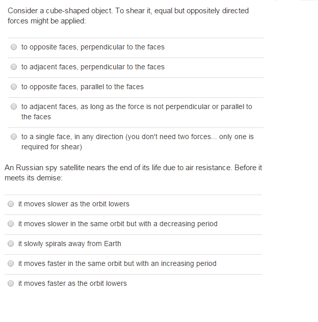 Solved Consider a cube-shaped object. To shear it, equal but | Chegg.com
