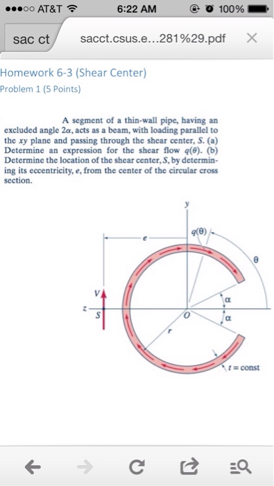 Solved A segment of a thin-wall pipe, having an excluded | Chegg.com