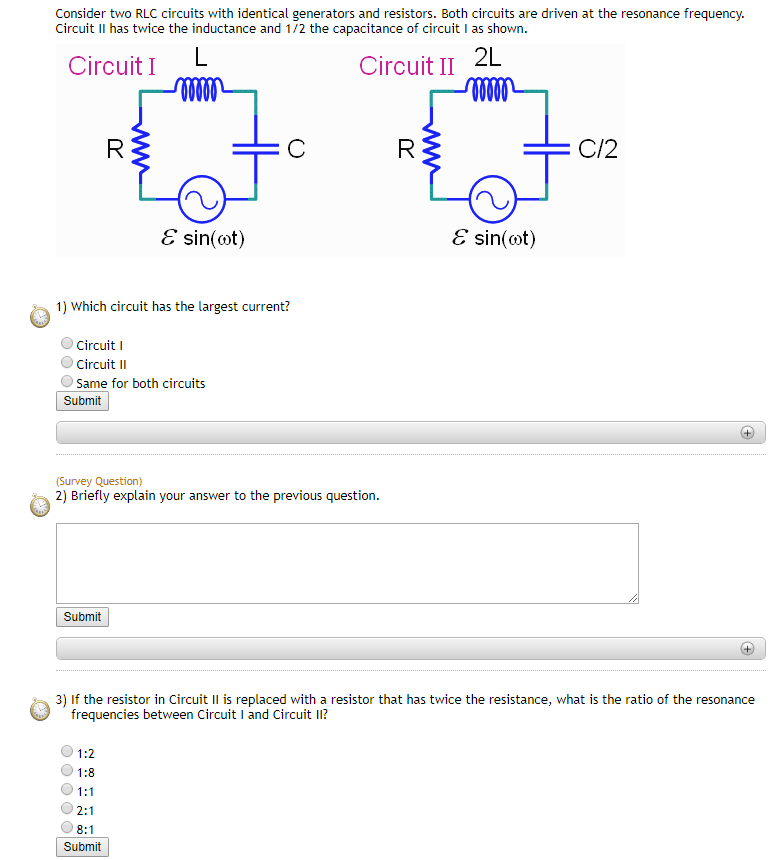 Solved Consider two RLC circuits with identical generators | Chegg.com
