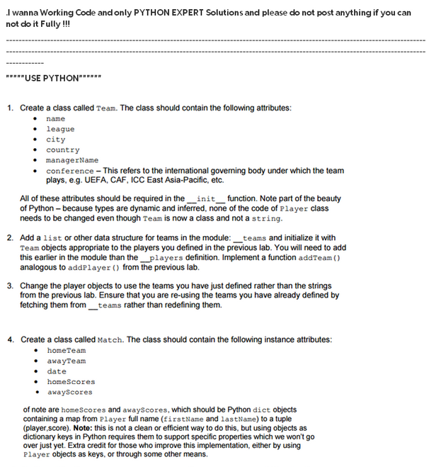 I wanna Working Code and only PYTHON EXPERT Solutions | Chegg.com