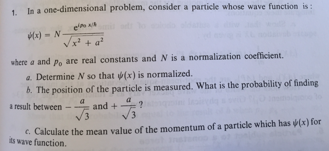 Solved In A One Dimensional Problem Consider A Particle