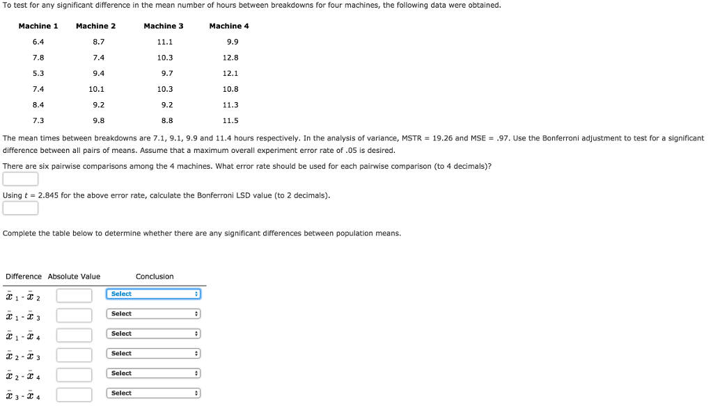 Solved To test for any significant difference in the mean | Chegg.com