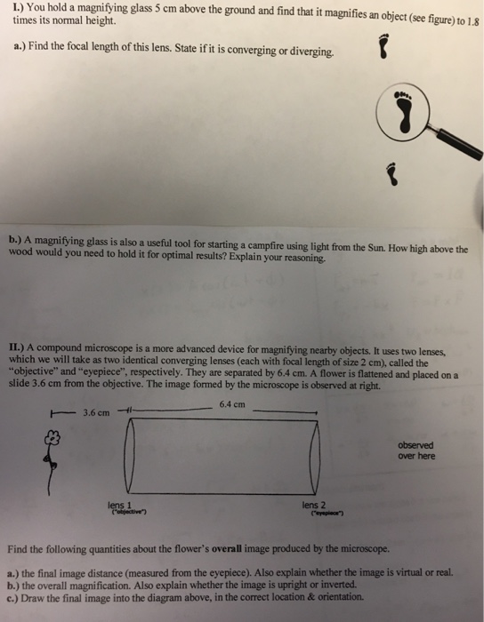 Solved I am working on a magnification converging diverging | Chegg.com