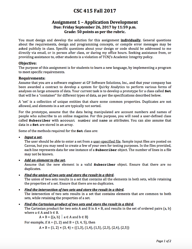 Csc 415 Fall 2017 Assignment 1 Application