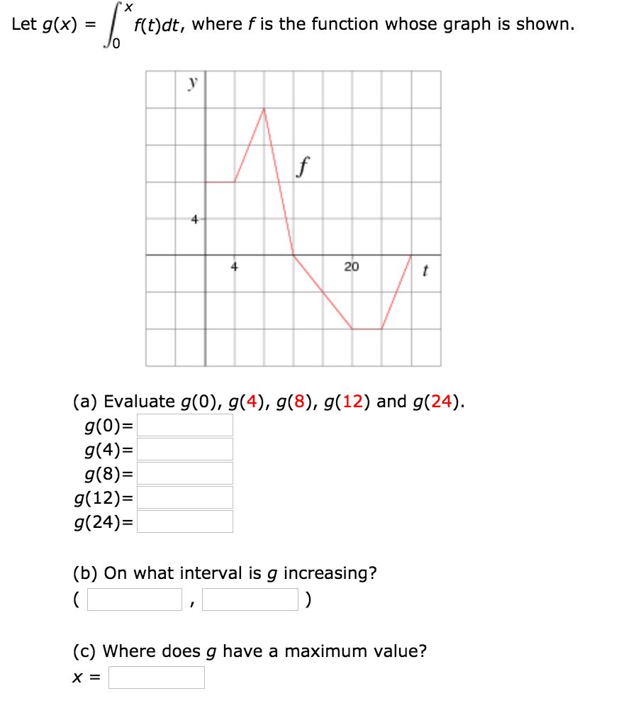 Solved Let g{x) = where integral^x_0 is the function whose | Chegg.com