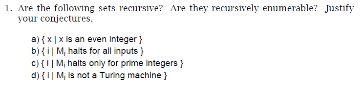 Solved Are the following sets recursive? Are they | Chegg.com