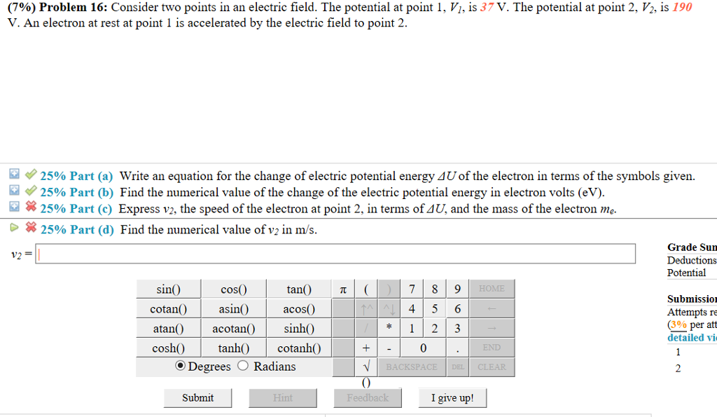 Solved: (7%) Problem 16: Consider Two Points In An Electri... | Chegg.com
