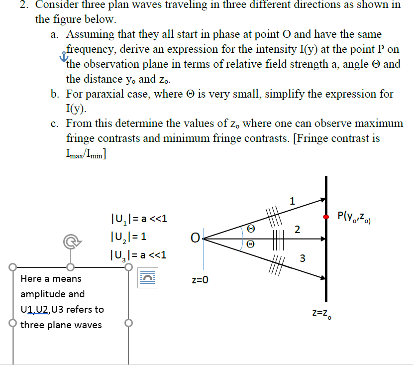 2. Consider three plan waves traveling in three | Chegg.com