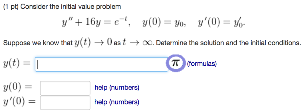 Solved Consider the initial value problem y" + 16y = e^-t, y | Chegg.com