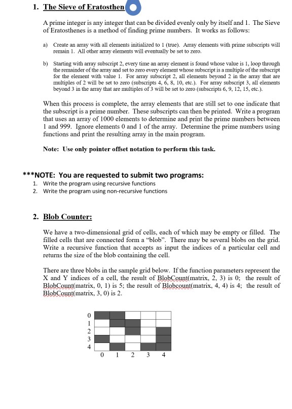 Solved 1. The Sieve of Eratosthen A prime integer is any | Chegg.com