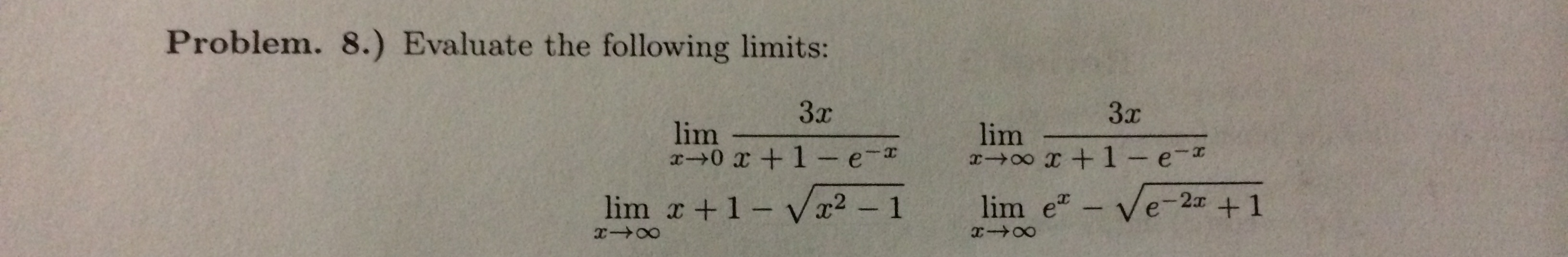 Solved Evaluate the following limits: lim x tends to 0 3x/x | Chegg.com