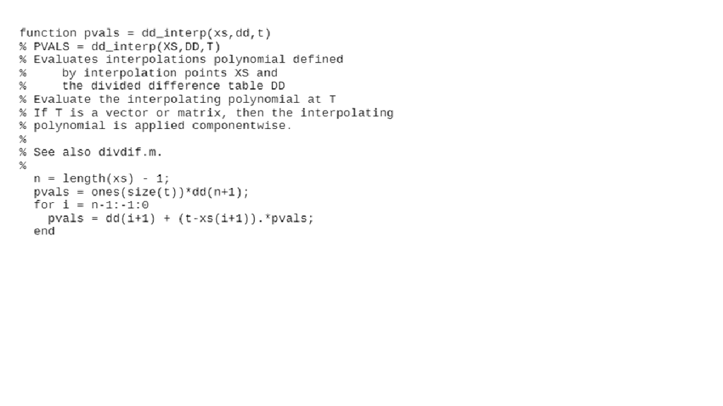 Using matlab, divdif.m code dd_interp.m | Chegg.com