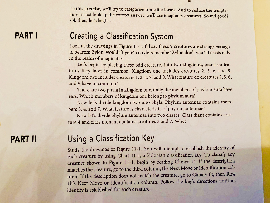 Solved In this exercise, we'll try to categorize some life | Chegg.com