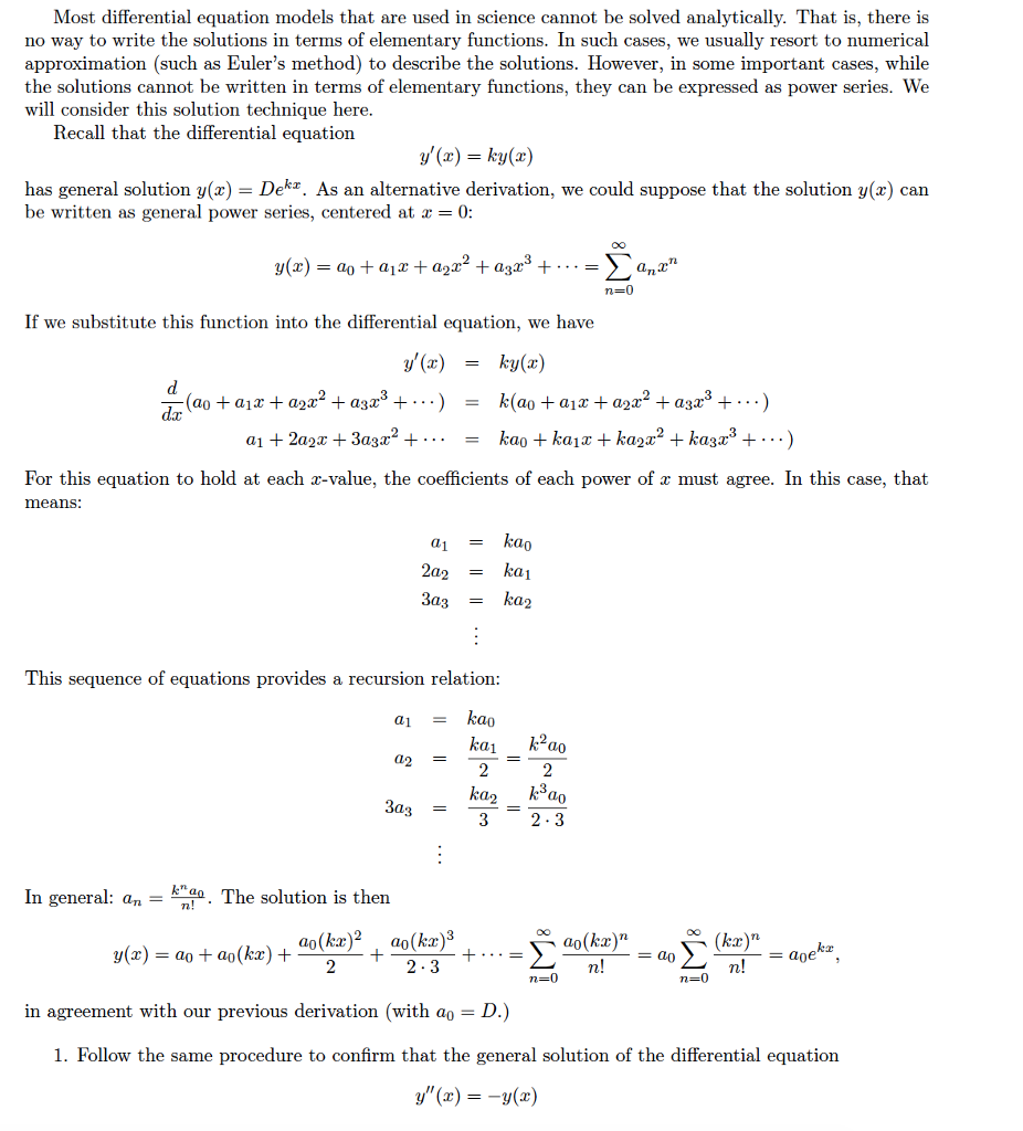 Solved Most differential equation models that are used in | Chegg.com