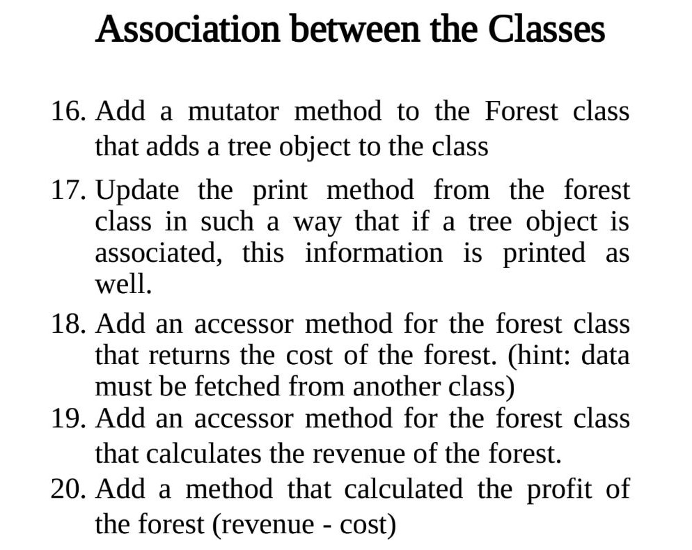 Solved Class Forest: import java.util.ArrayList; | Chegg.com