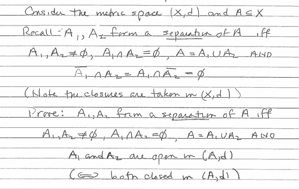 Consider the metric space (x, d) and A X recall A_1, | Chegg.com
