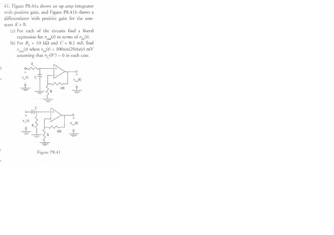 Solved 41. Figure 8.4 la shows an op amp integrator with | Chegg.com