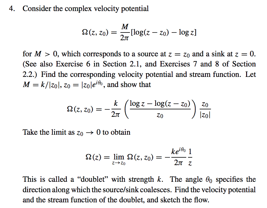 4. Consider the complex velocity potential Ω (z , | Chegg.com