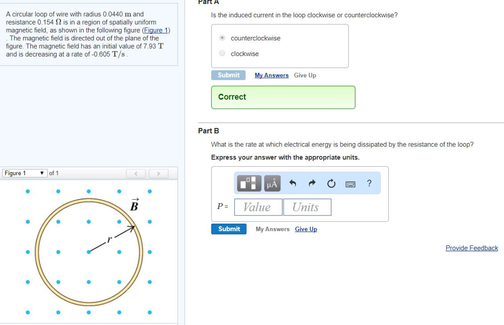 Solved Part A A circular loop of wire with radus 0.0440 m | Chegg.com