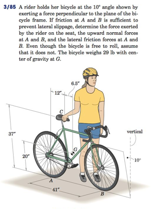 Solved A rider holds her bicycle at the 10 degree angle | Chegg.com