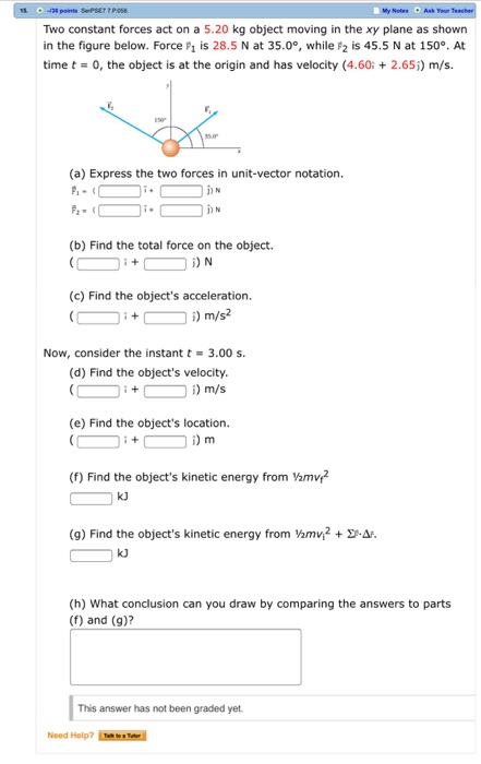 Solved Two constant forces act on a 5.20 kg object moving in | Chegg.com