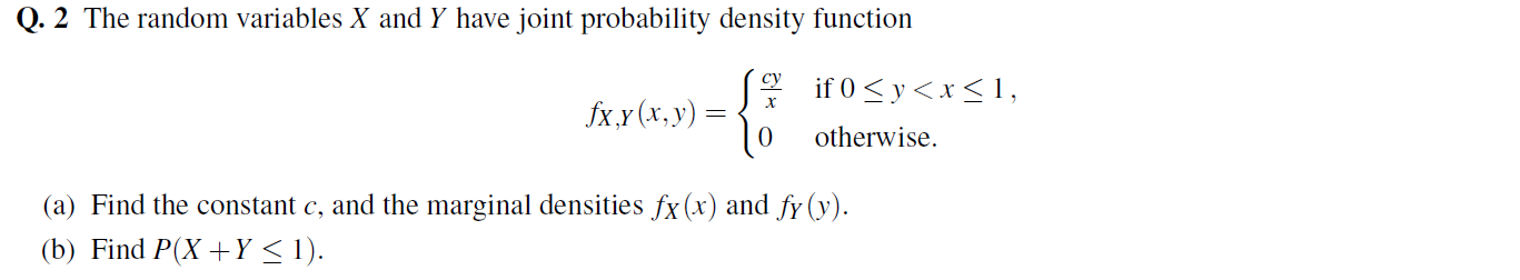 Solved The random variables X and Y have joint probability | Chegg.com
