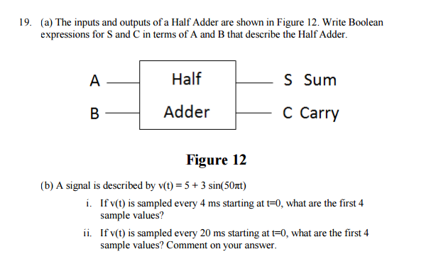 Solved (a) The inputs and outputs of a Half Adder are shown | Chegg.com