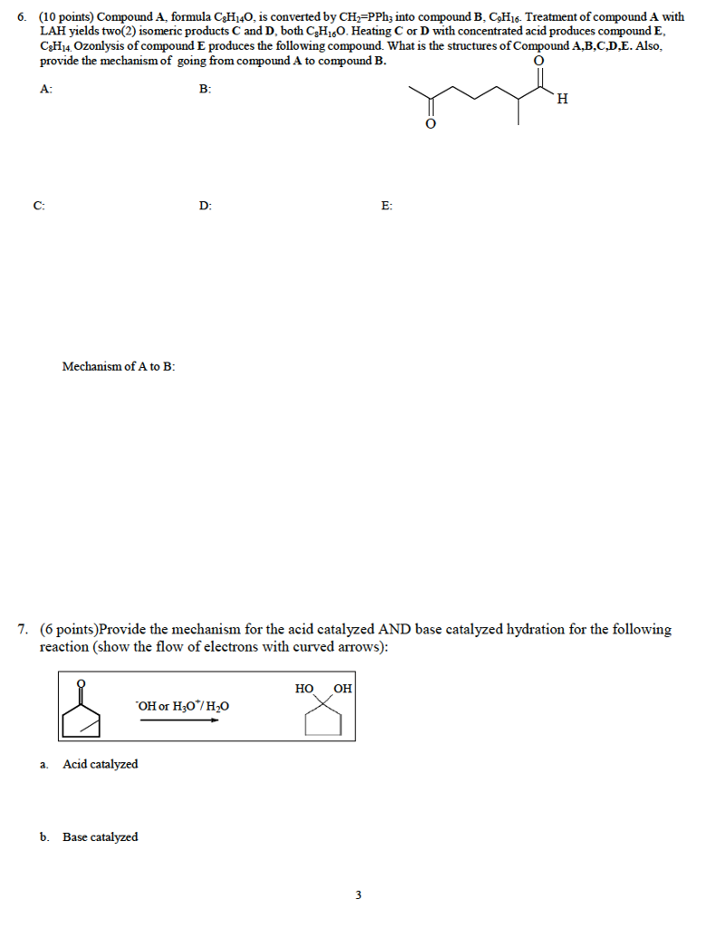 Solved Compound A, formula C_8H_14O, is converted by CH_2 = | Chegg.com