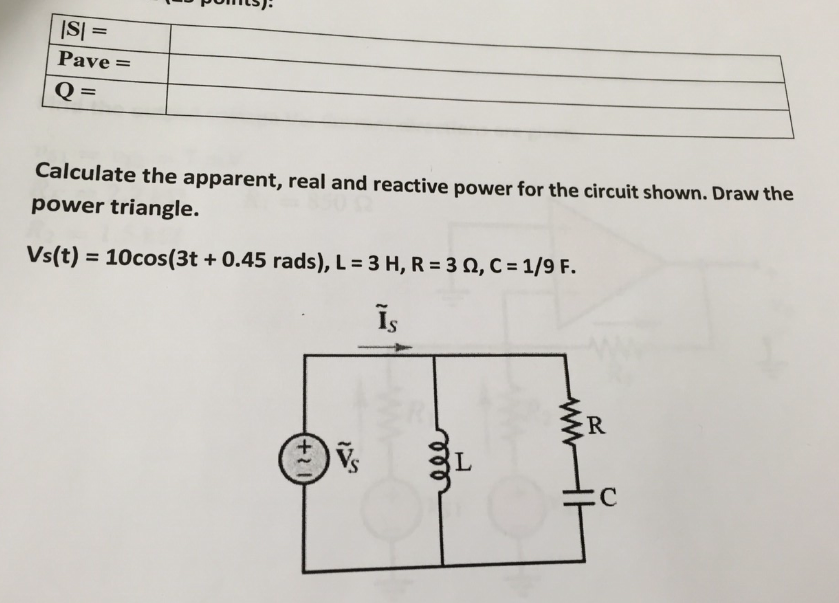 Solved |S|= Pave= Q= Calculate the apparent, real and | Chegg.com