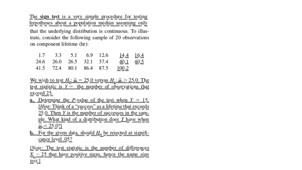 Solved The sign test is a very simple procedure for testing | Chegg.com