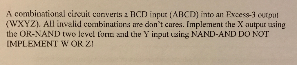 Solved A combinational circuit converts a BCD input (ABCD) | Chegg.com